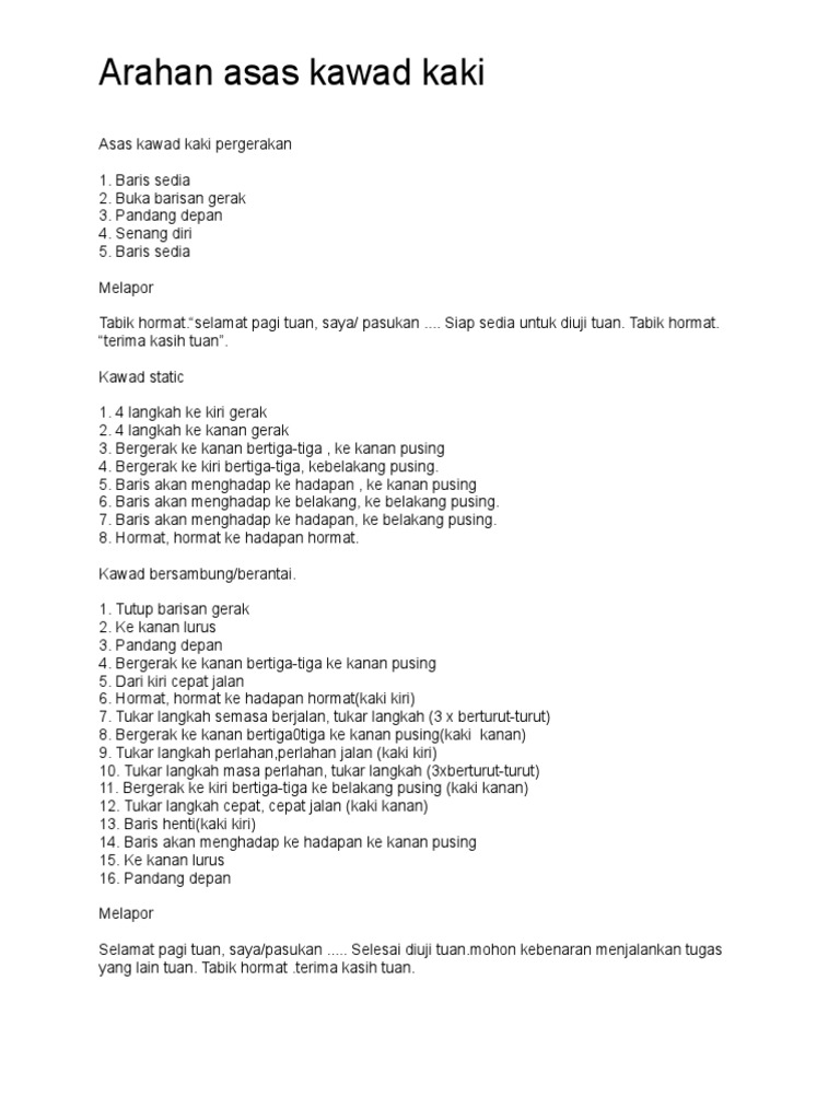 Arahan Asas Kawad Kaki | PDF