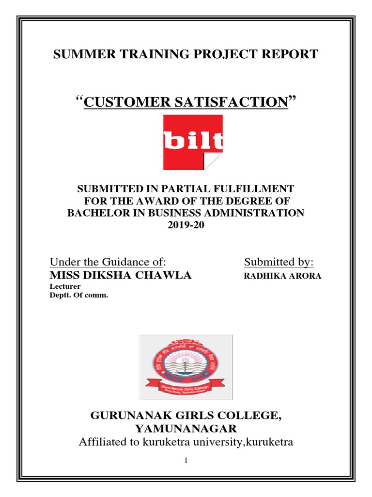Summer Training Project Report | PDF | Customer Satisfaction | Marketing