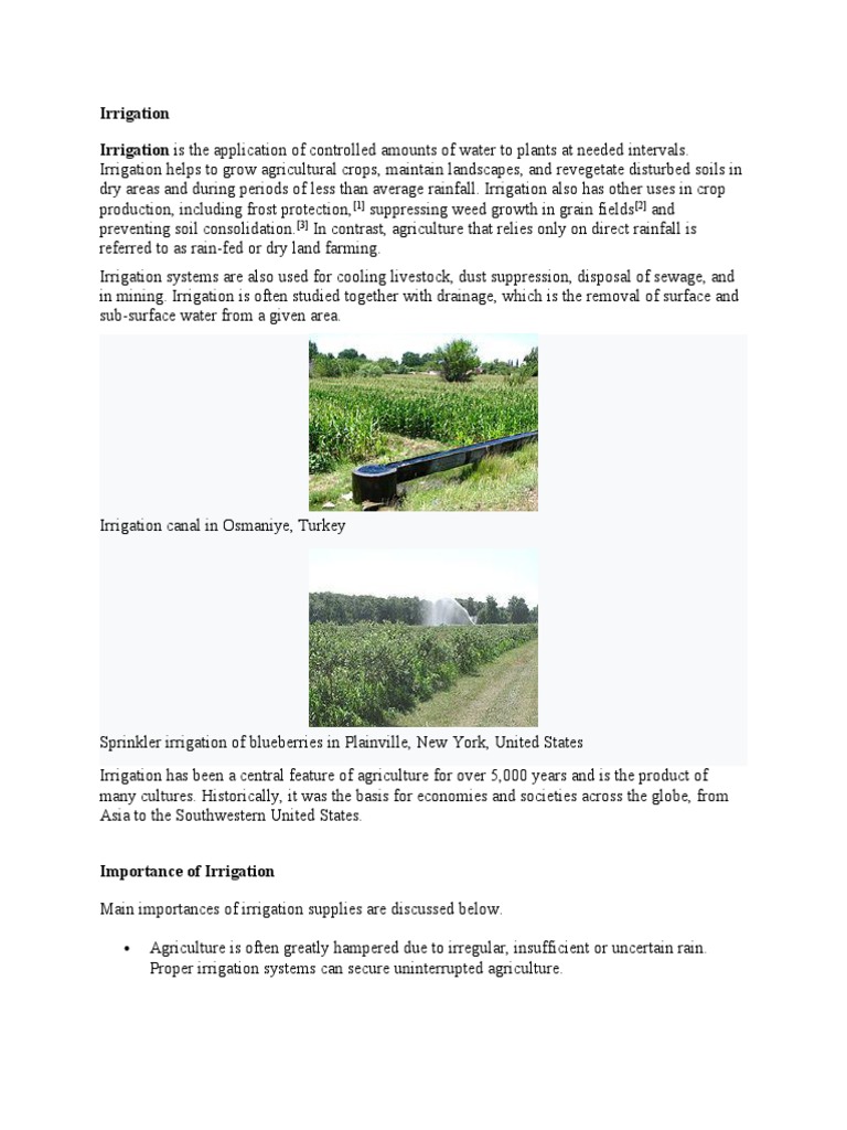 History and Importance of Irrigation | PDF | Irrigation | Agriculture