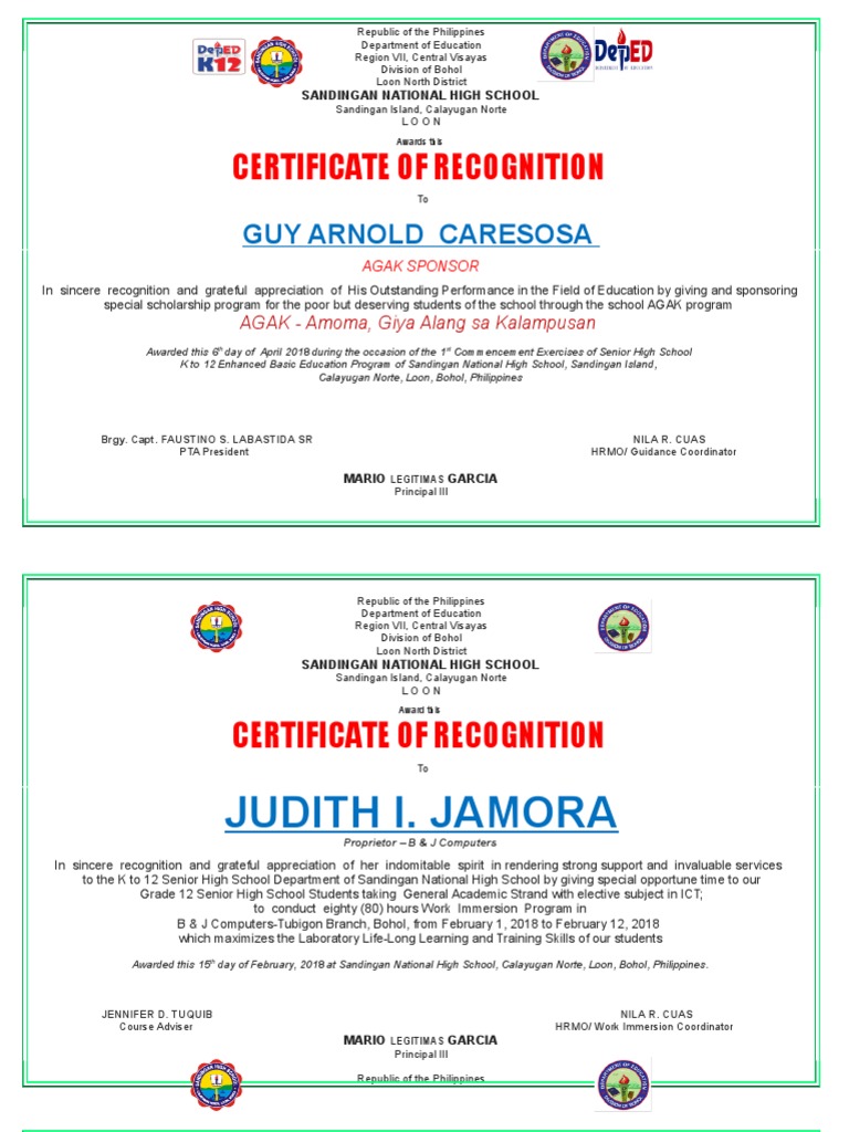 Work Immersion Certificate | PDF | Behavior Modification | Food And Drink