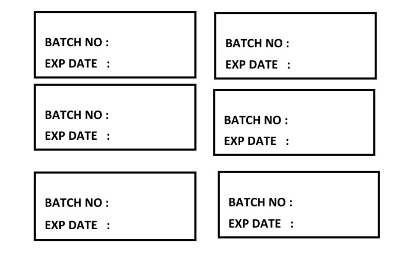 Batch Number and Expiry Date Template | PDF