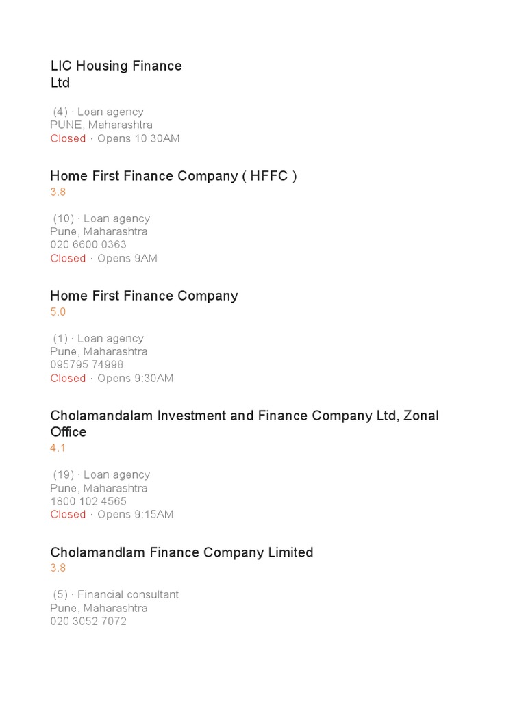 Finance Companies in Pune | PDF