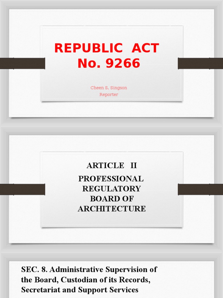 Group 1 - RA 9266 Article 2, Sec 8-14 Singson EDITED | PDF | Licensure ...