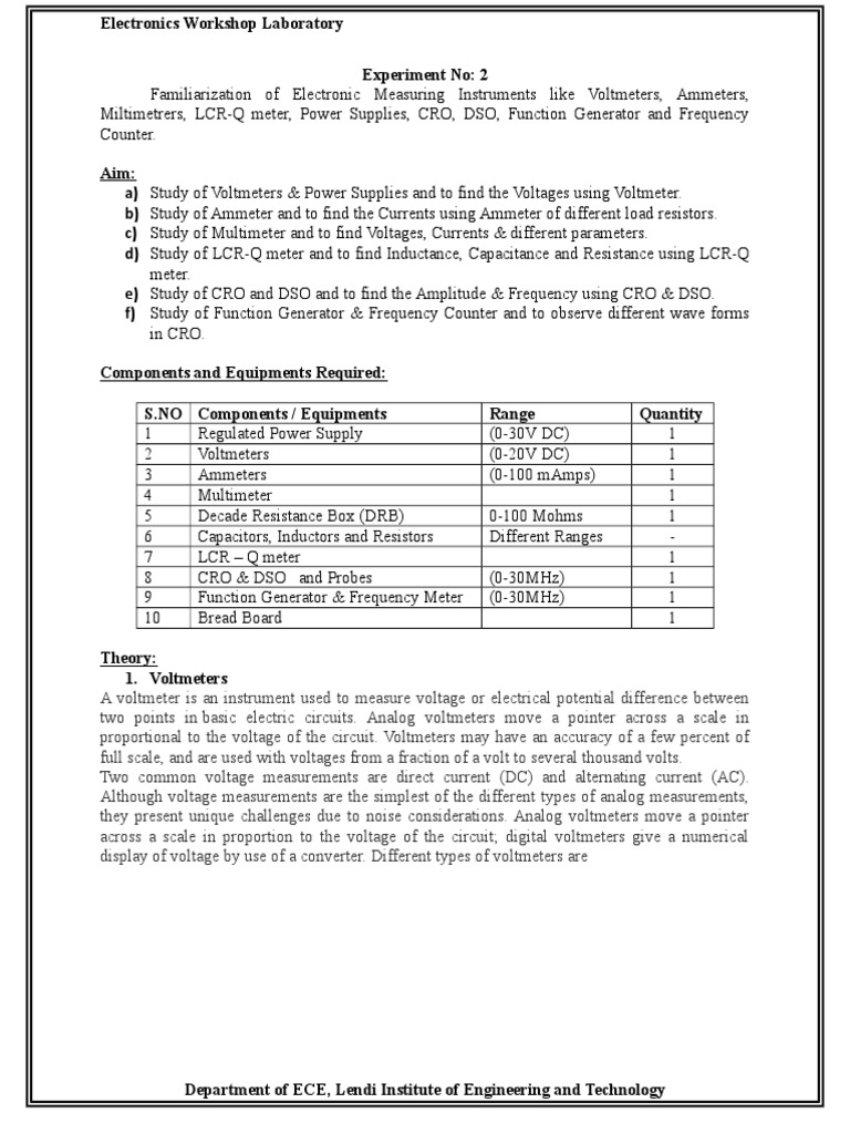 Electronics workshop lab instruments guide | PDF | Power Supply ...