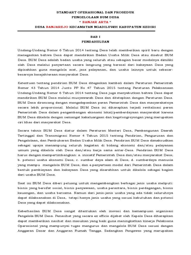 SOP Pengelolaan BUMDes | PDF