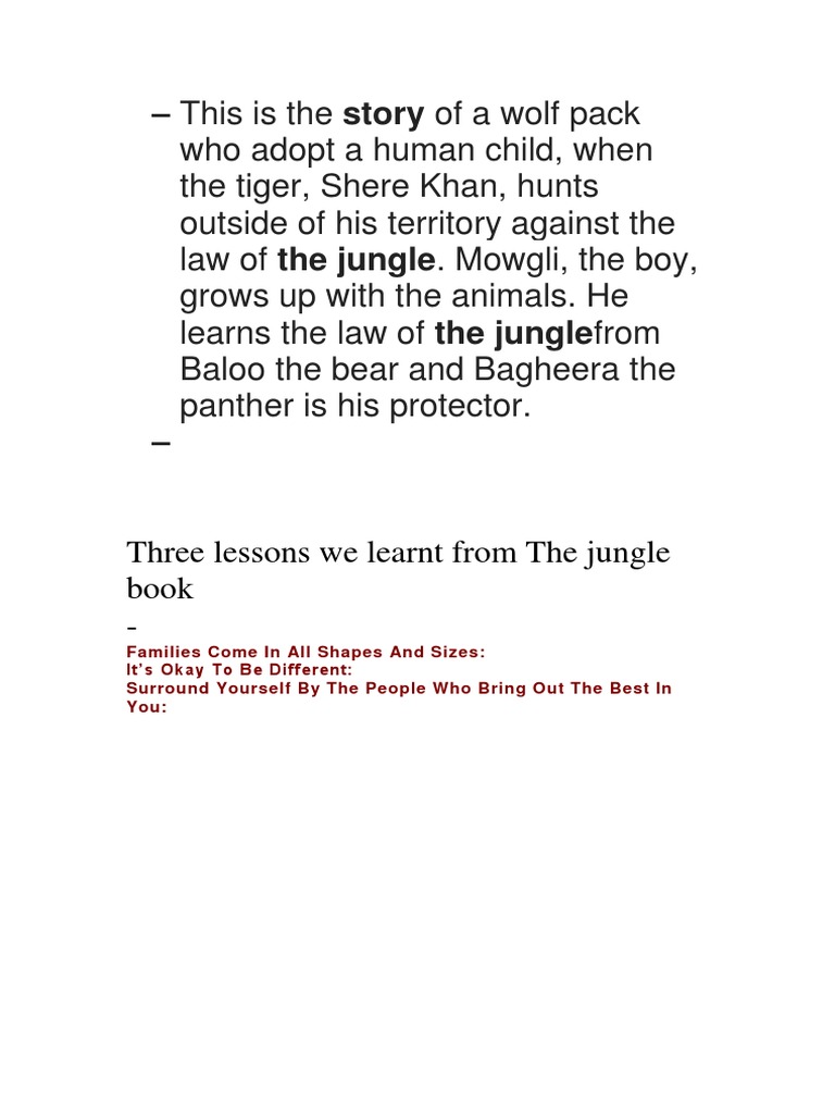 Mowgli and the Wolf Pack's Lessons | PDF