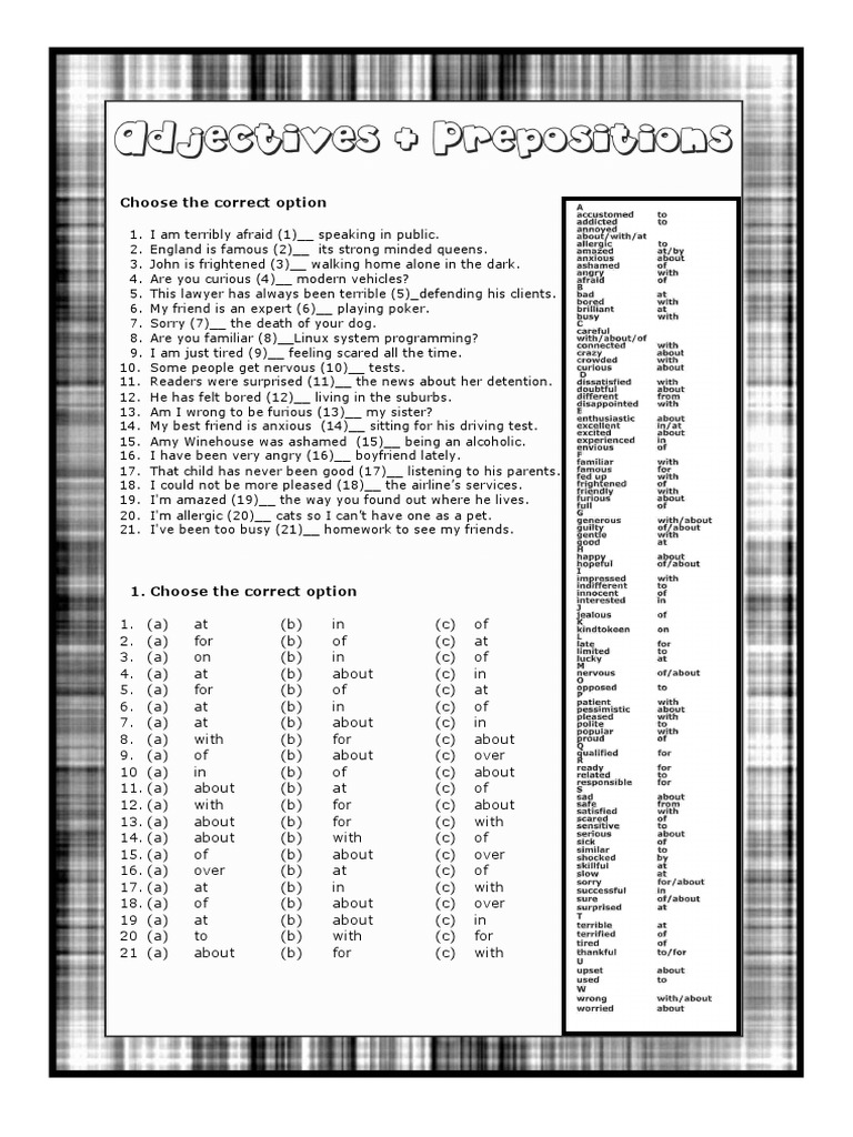 Adjectives and Prepositions | PDF
