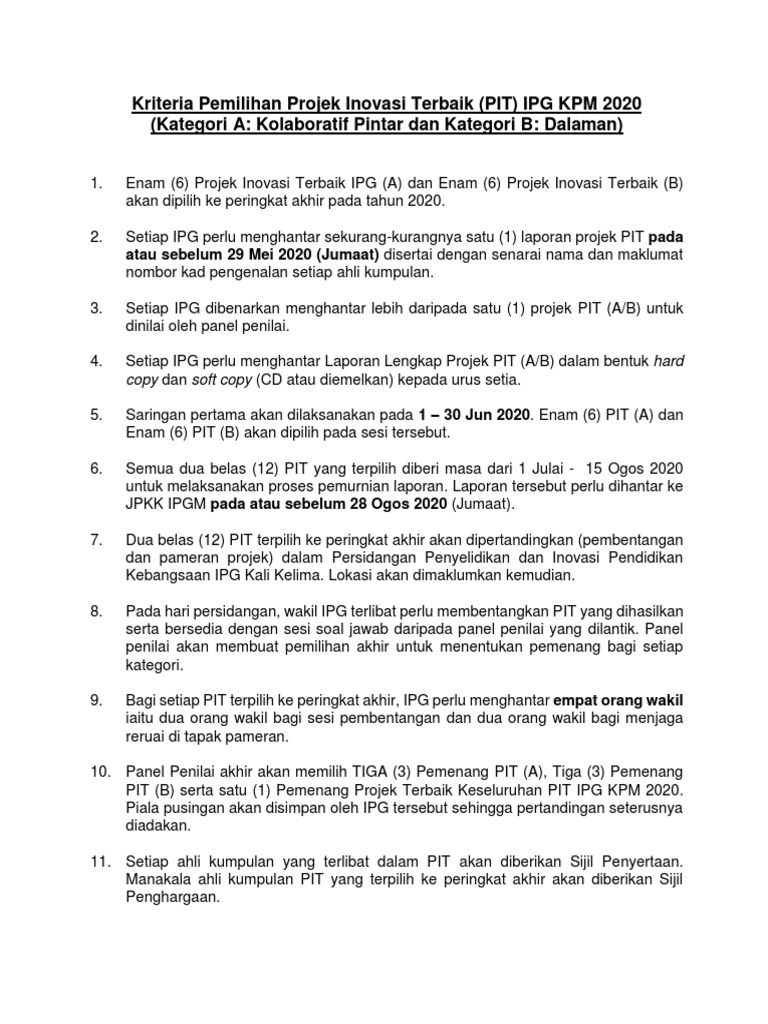 Panduan Pelaporan Projek Inovasi Terbaik IPG KPM Kategori A Dan ...