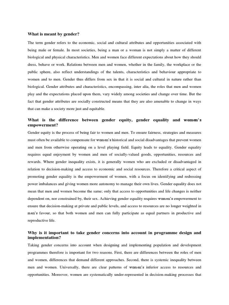 What Is Meant by Gender | PDF | Gender Equality | Gender Studies