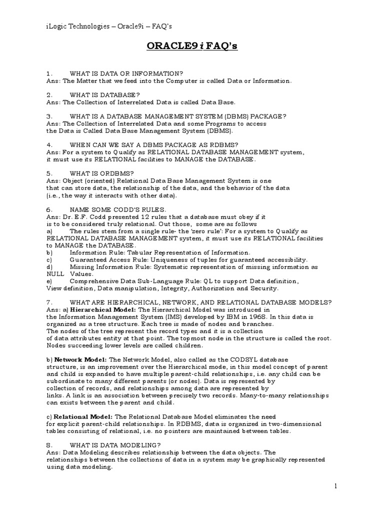 Oracle FAQs | Download Free PDF | Pl/Sql | Oracle Database