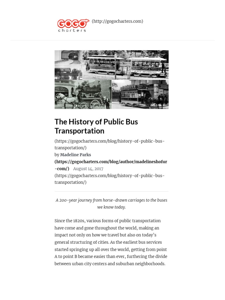 The History of Public Bus Transportation - Blog | PDF | Tram | Public ...