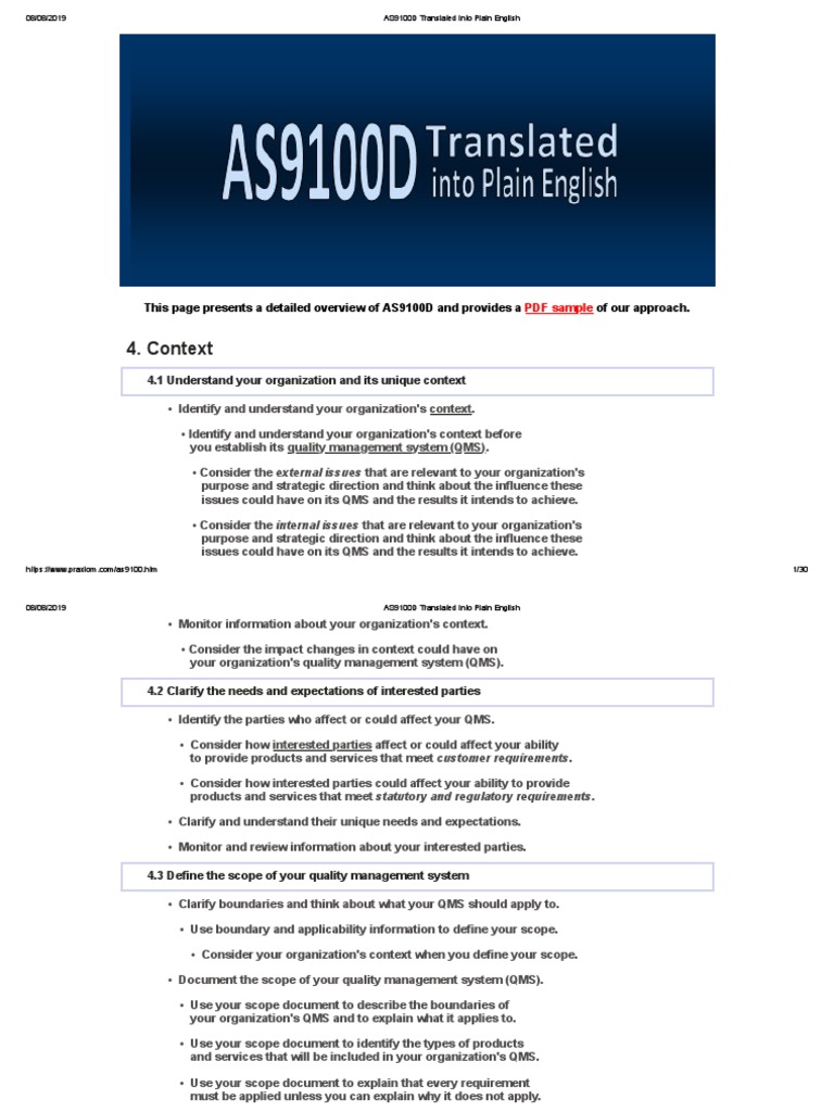 AS9100 in Plain English | PDF | Quality Management System ...