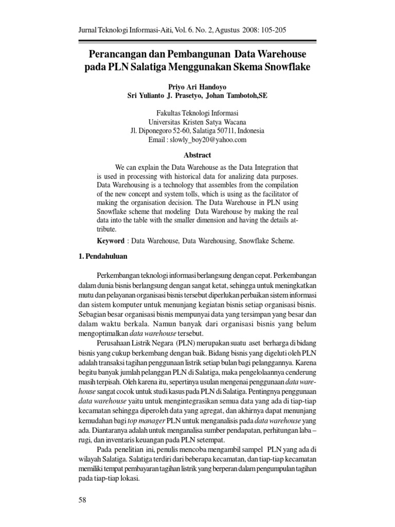 Jurnal Data Warehouse PLN PDF | PDF