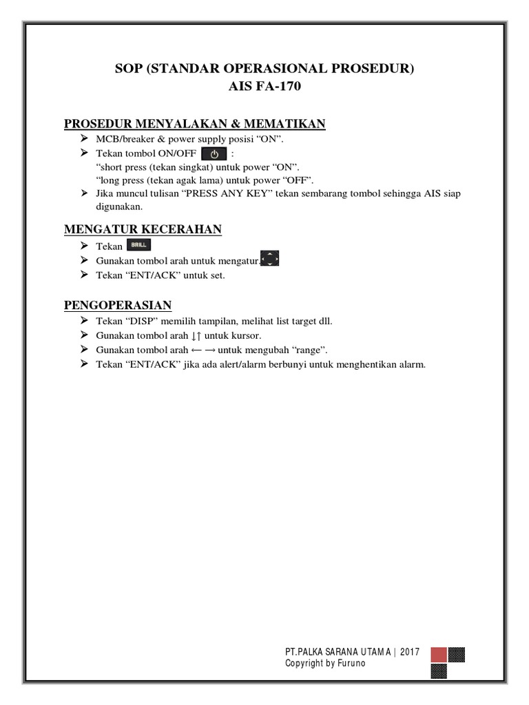 Sop Ais Fa 170 | PDF