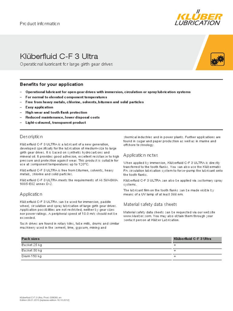 Kluberfluid C F 3 Ultra | PDF | Lubricant | Asphalt