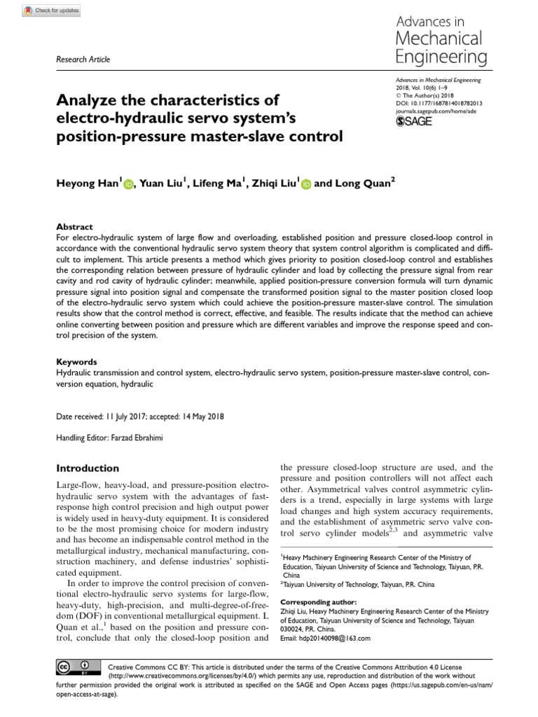 Electro-Hydraulic Servo System's | PDF | Control Theory | Servomechanism