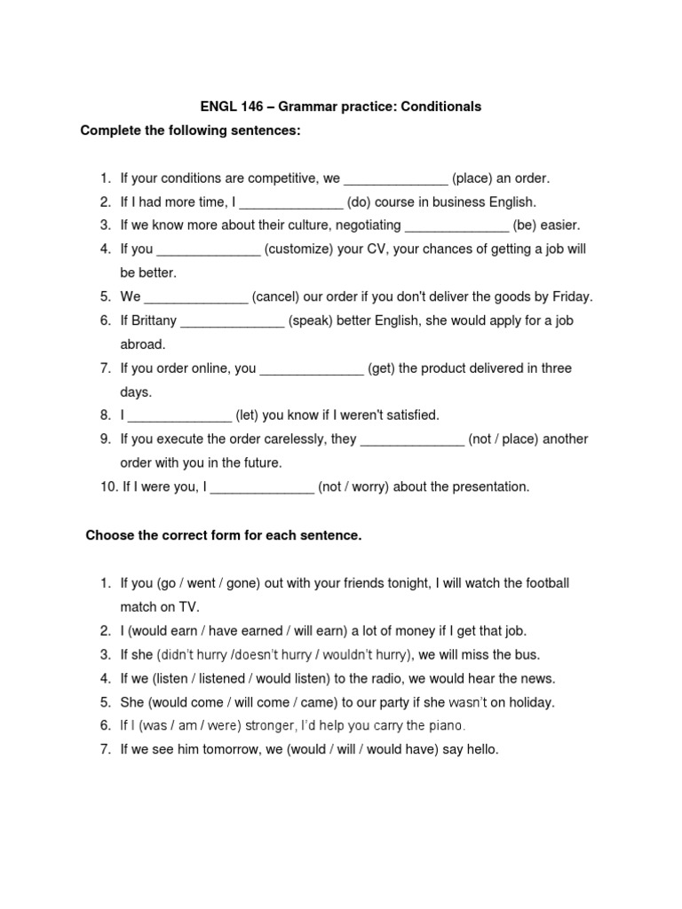 Conditionals Practice