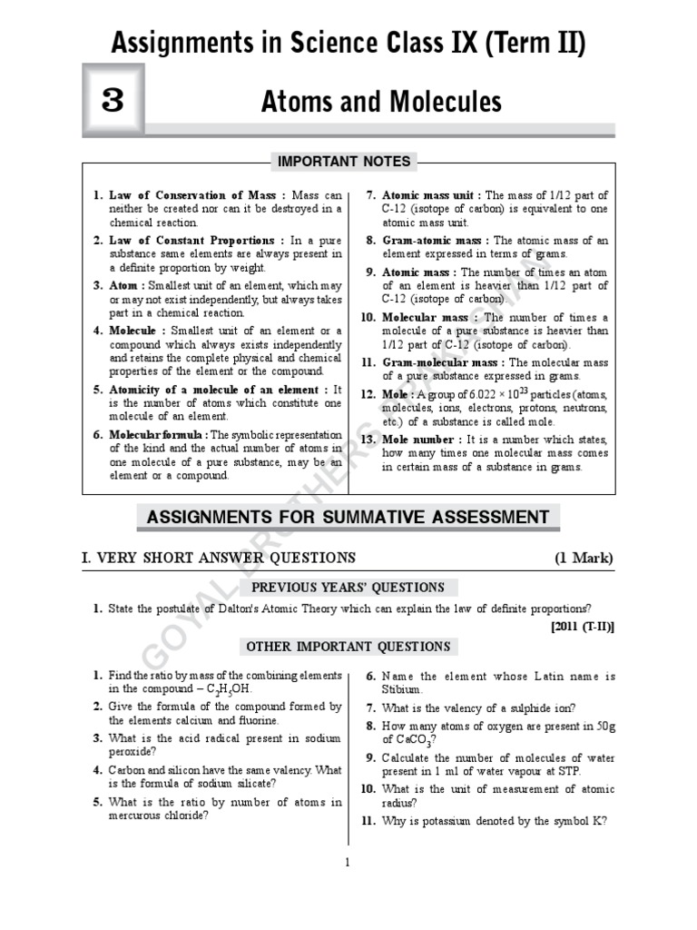 Atom Science | PDF | Mole (Unit) | Molecules