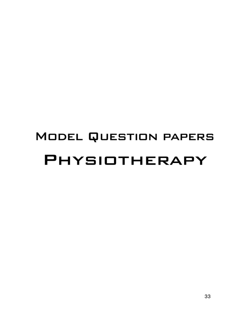 Physiotherapy: Model Question Papers | PDF | Anatomical Terms Of ...