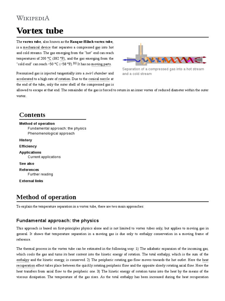 Vortex Tube: Fundamental Approach: The Physics | PDF | Transparent ...