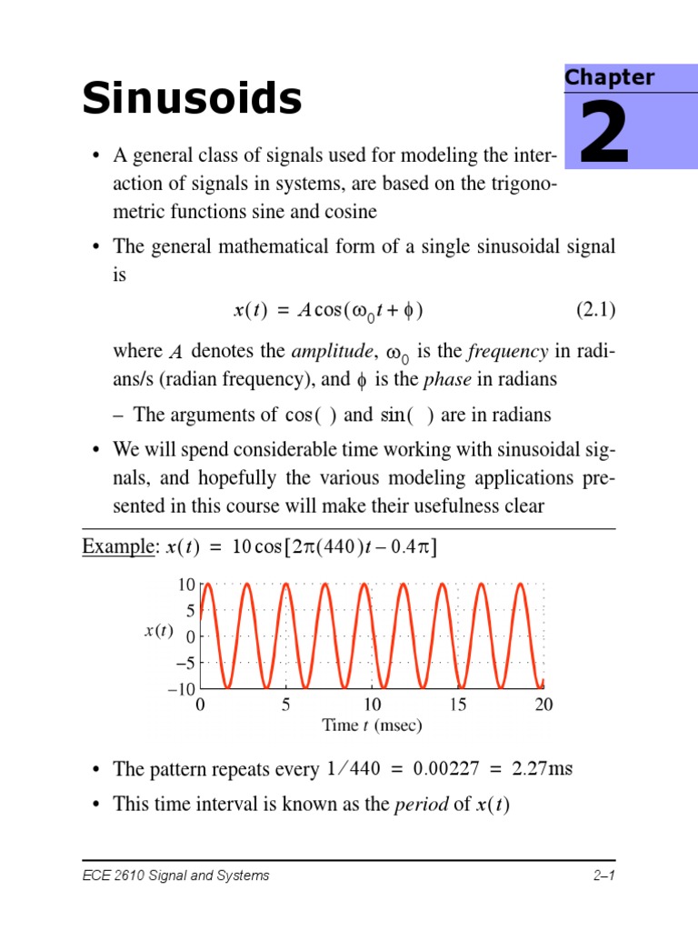 Sinusoids: XT A T A | PDF | Trigonometric Functions | Sine