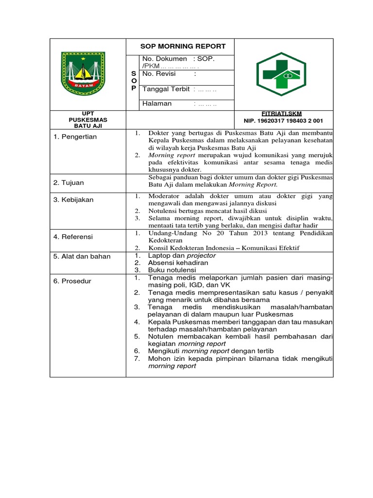 Sop Morning Report | PDF