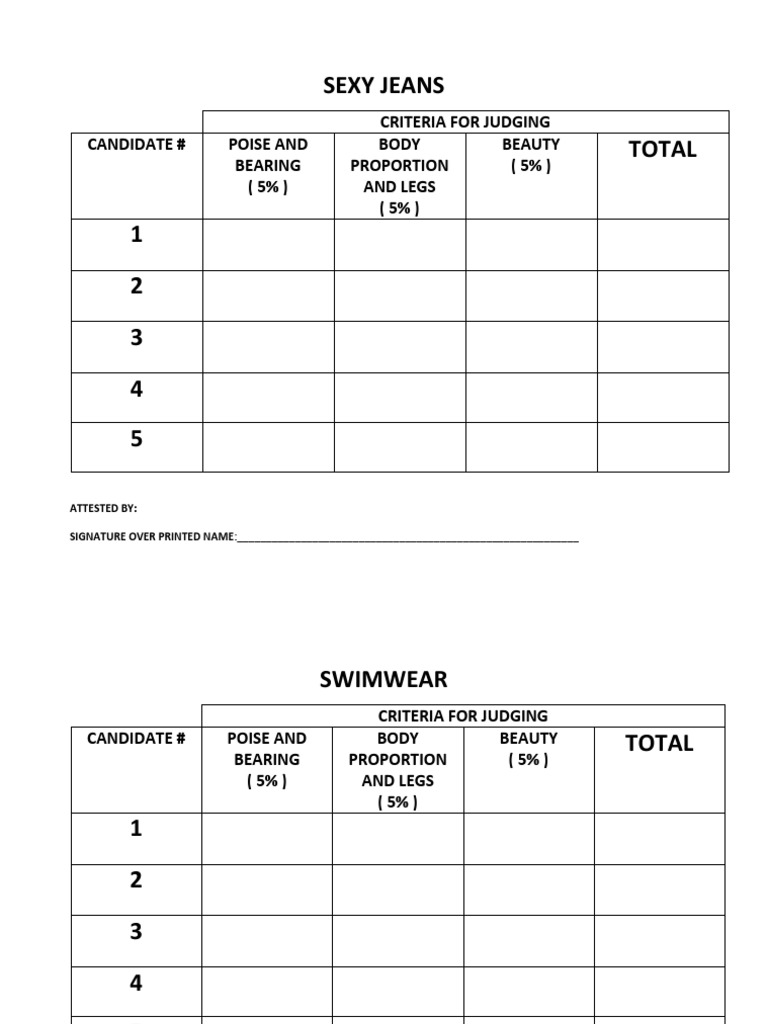 Scoresheet For Miss Hot Mama | PDF