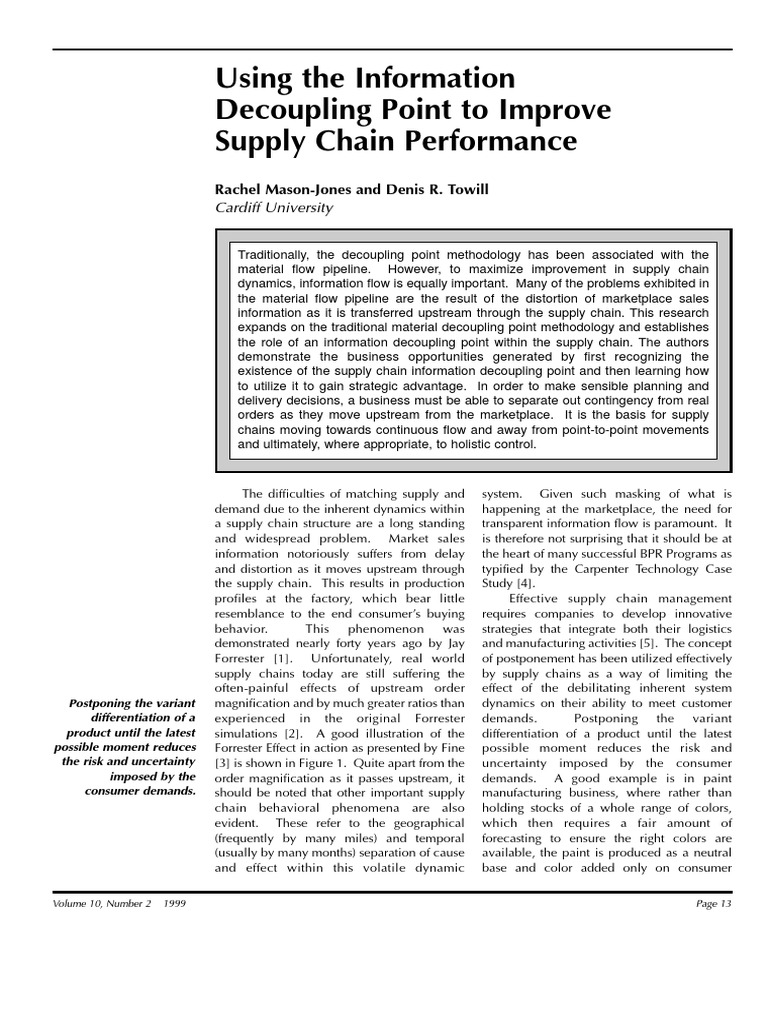 Information Decoupling Point PDF | PDF | Supply Chain | Retail