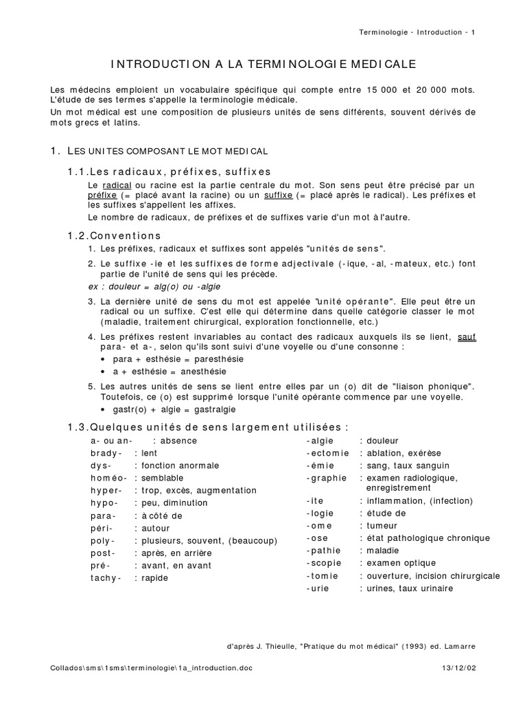 1a Lexique PDF | PDF | Médecine | Linguistique
