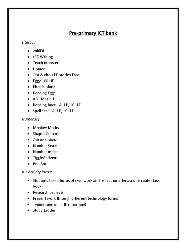 Preprimary Ict Bank | PDF