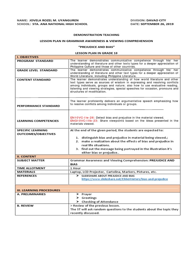 Prejudice and Bias | PDF | Bias | Reading Comprehension