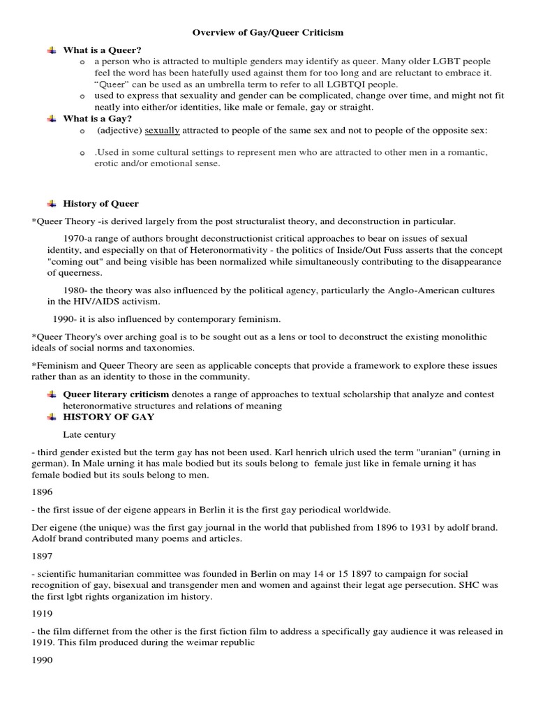 Queer and Gay Handout | PDF | Queer Theory | LGBTQIA+ Studies