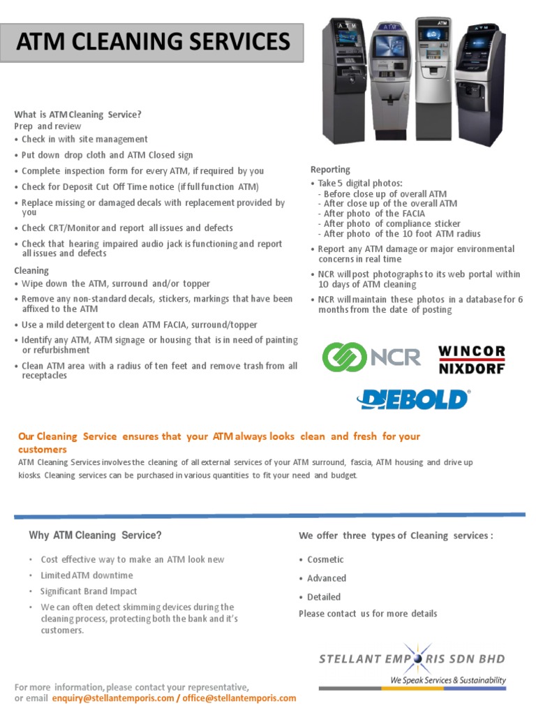 ATM Cleaning Service Overview | PDF | Automated Teller Machine | Computing