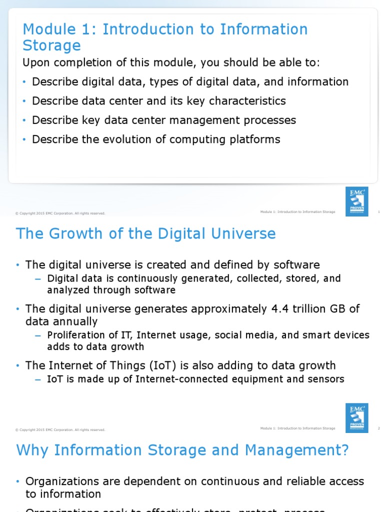 1 Module 1: Introduction To Information Storage | Download Free PDF ...