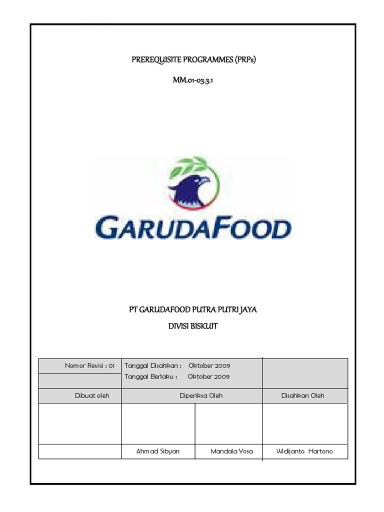 Manual PRP ISO 22000 PDF | PDF