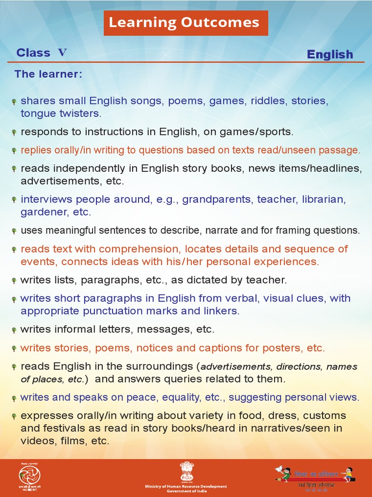 English Learning Outcomes Overview | PDF