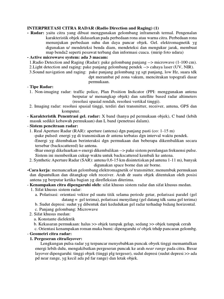 Interpretasi Citra Radar | PDF | Sains & Matematika