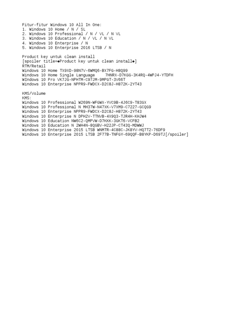 Serial Win 10 | PDF | Windows 10 | Personal Computing