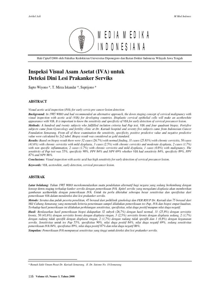 Media Medika Indonesiana: Inspeksi Visual Asam Asetat (IVA) Untuk ...