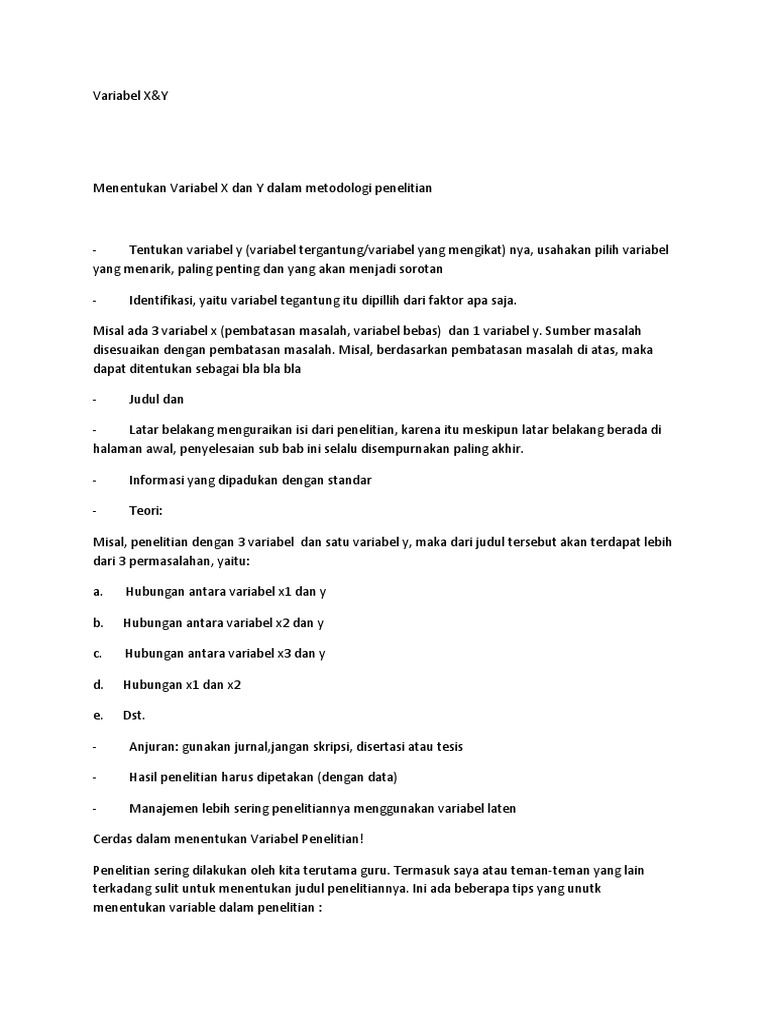 Variabel X Dan Y | PDF