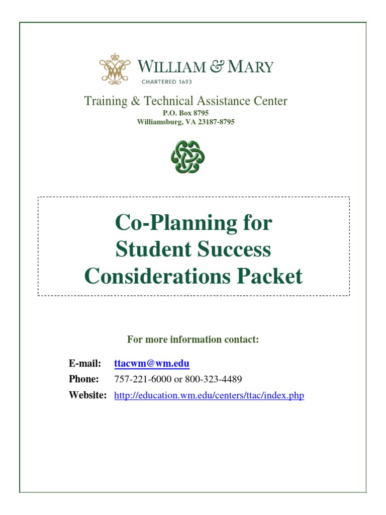 Co-Planning For Student Success Considerations Packet: Training ...