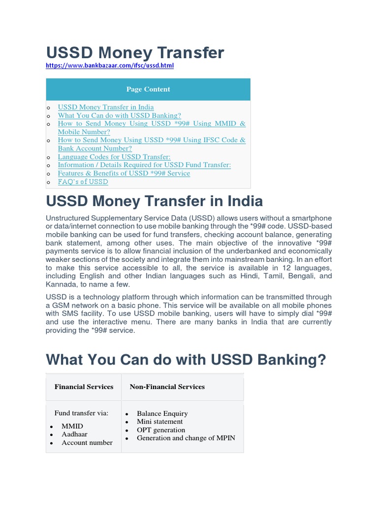Ussd Money Transfer | PDF | Mobile Technology | Banking