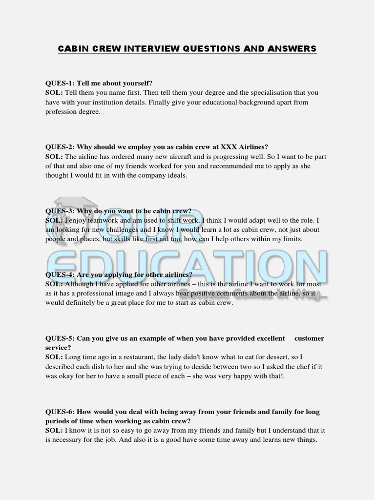 Cabin Crew Interview Questions and Answers PDF | PDF | Foreign Language ...