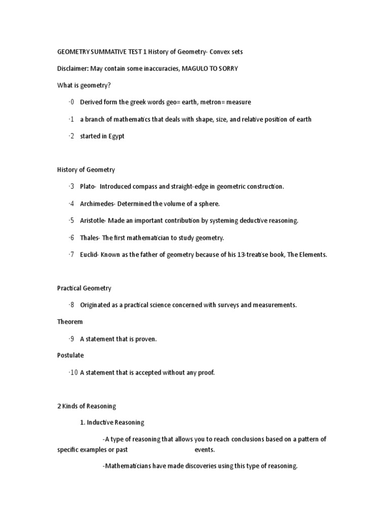 Geometry Q1 Grade 8 Reviewer | PDF | Angle | Line (Geometry)