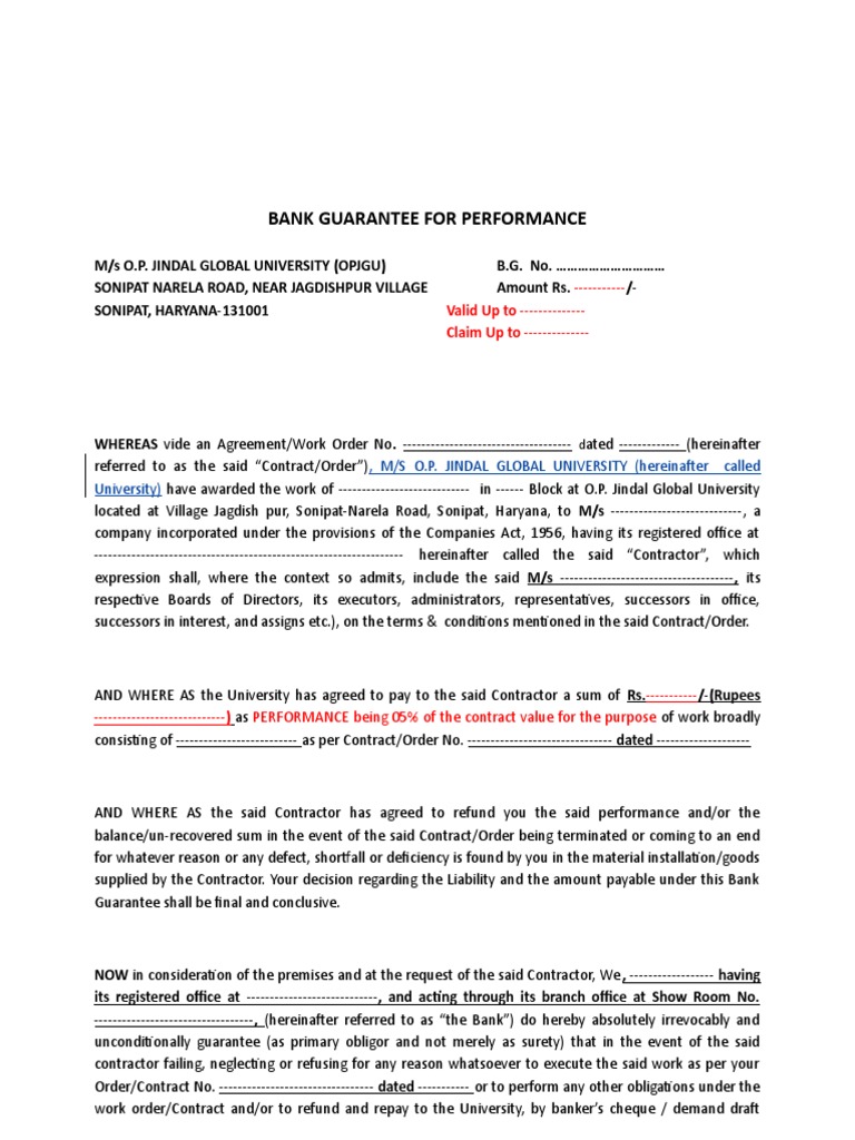 PBG Format | PDF | Guarantee | Legal Concepts