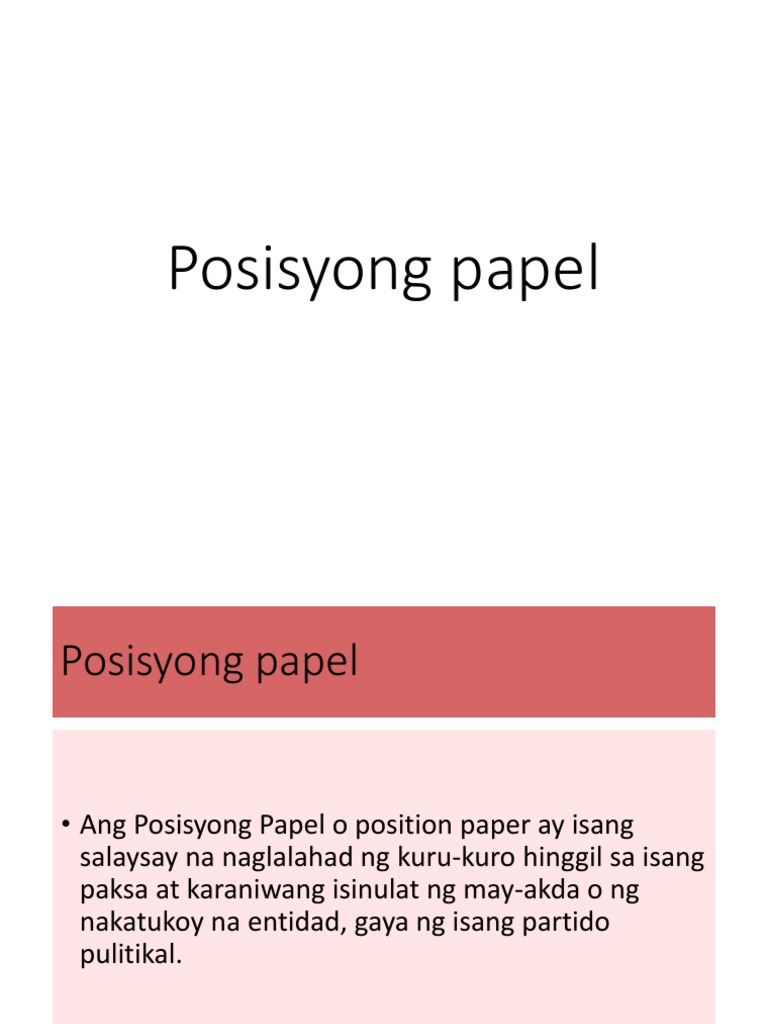 Mga Posisyong Papel | PDF