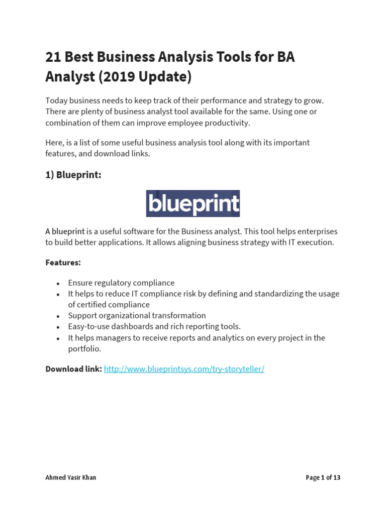 21 Essential Business Analysis Tools | PDF | Software Testing ...