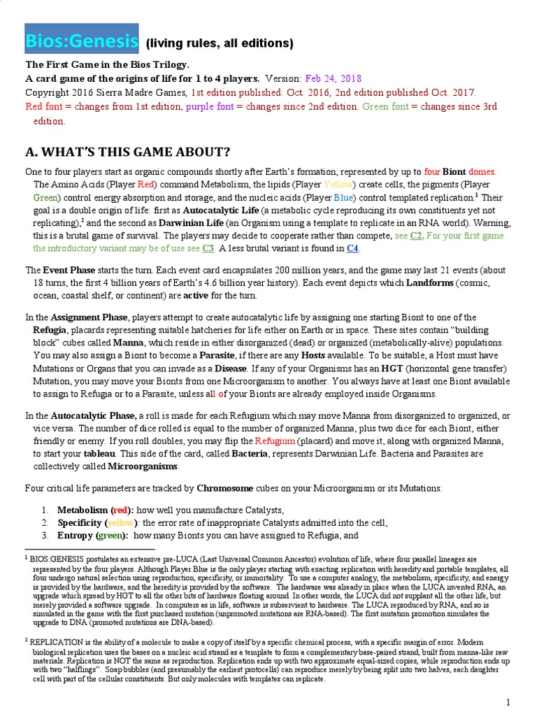 Bios - Genesis - Living Rules | PDF | Abiogenesis | Life