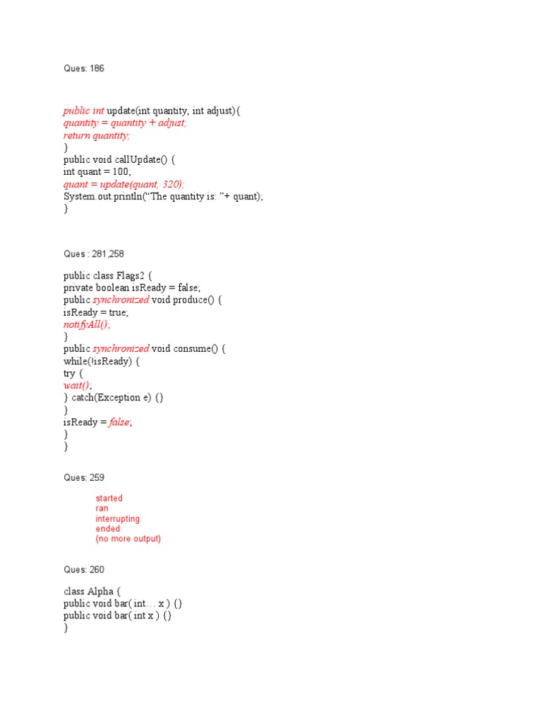 Answer SCJP Drag and Drop | PDF | Java (Programming Language ...
