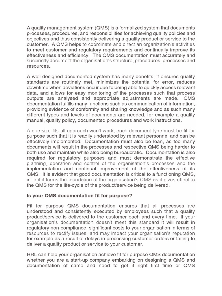 Is Your QMS Documentation Fit For Purpose? | PDF | Quality Management ...
